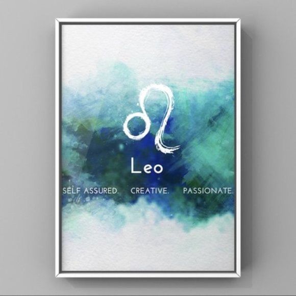 Triad Art & Design | Art | Leo Zodiac Signwhite Blue Watercolorart ...